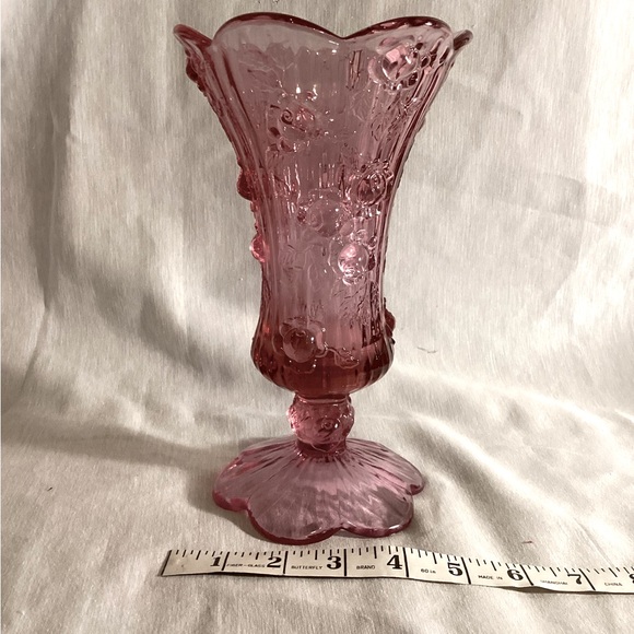 Fenton | Accents | Vintage Fenton Dustyrosepink Cabbage Rose Embossed ...